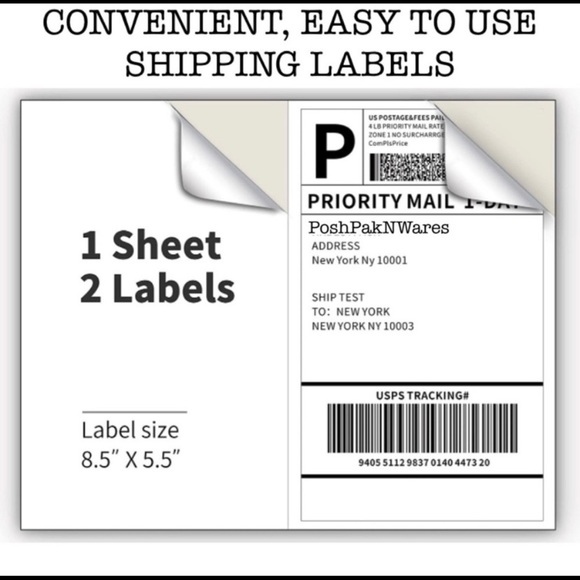 Posh Pak n Wares | Office | 4 Blank Shipping Labels 20 Sheets Fixed ...